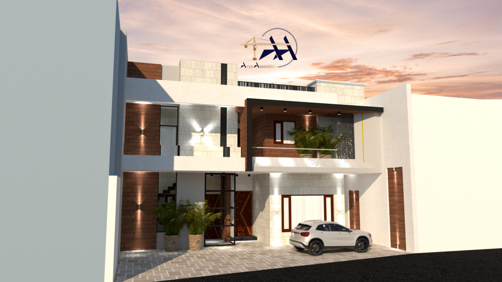 3D Front Elevation – Arya Associates