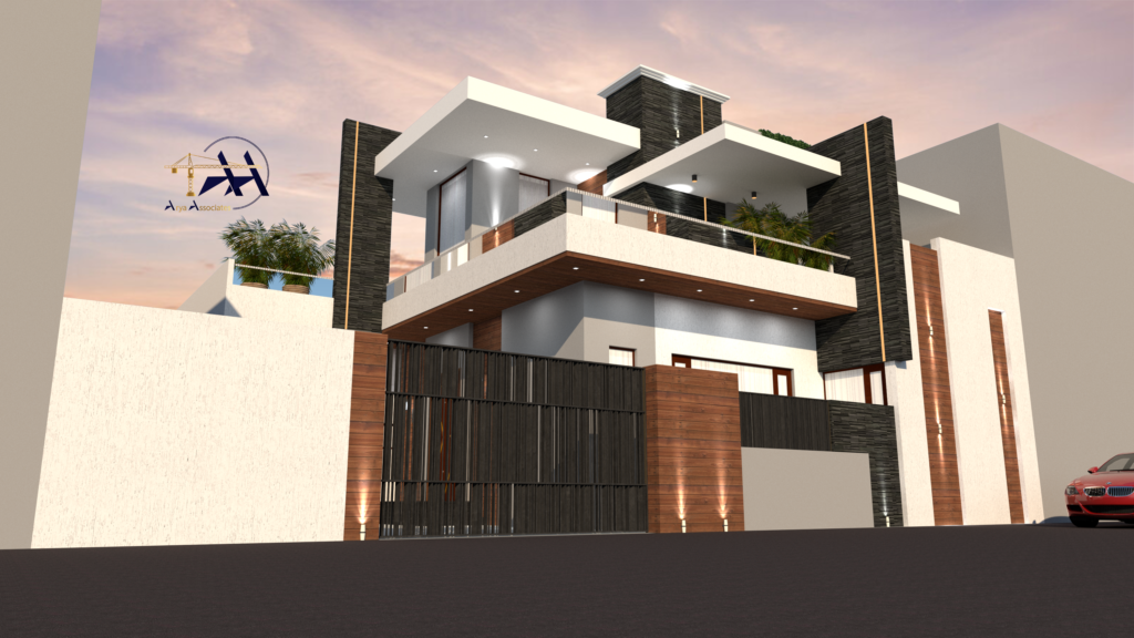 3D Front Elevation – Arya Associates